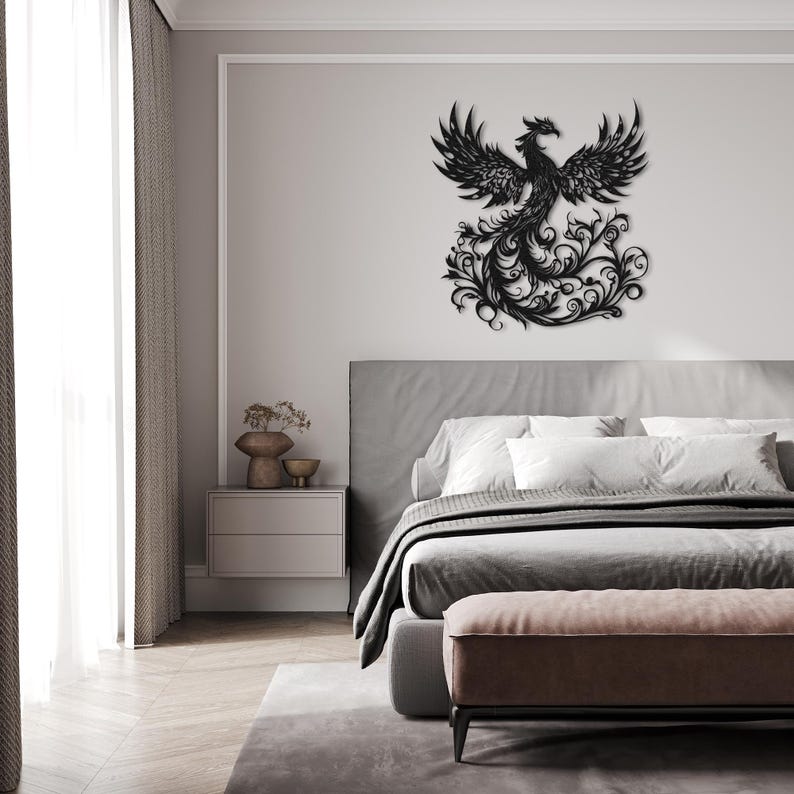 Gold Phoenix Metal Wall Decor,large Phoenix Wall Art,contemporary Wall ...