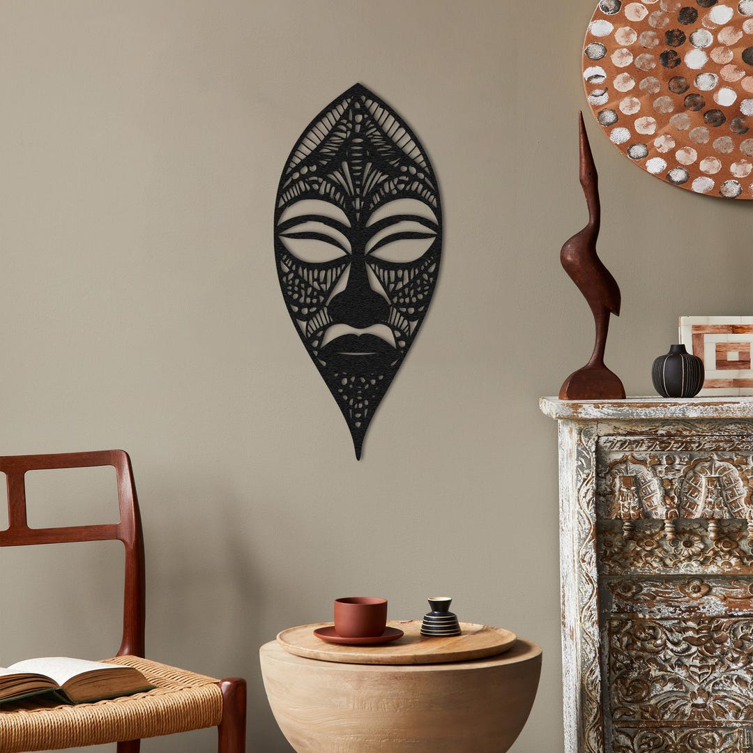 African Woman Mask Metal Wall Decor, Metal Face Mask Wall Art, African ...