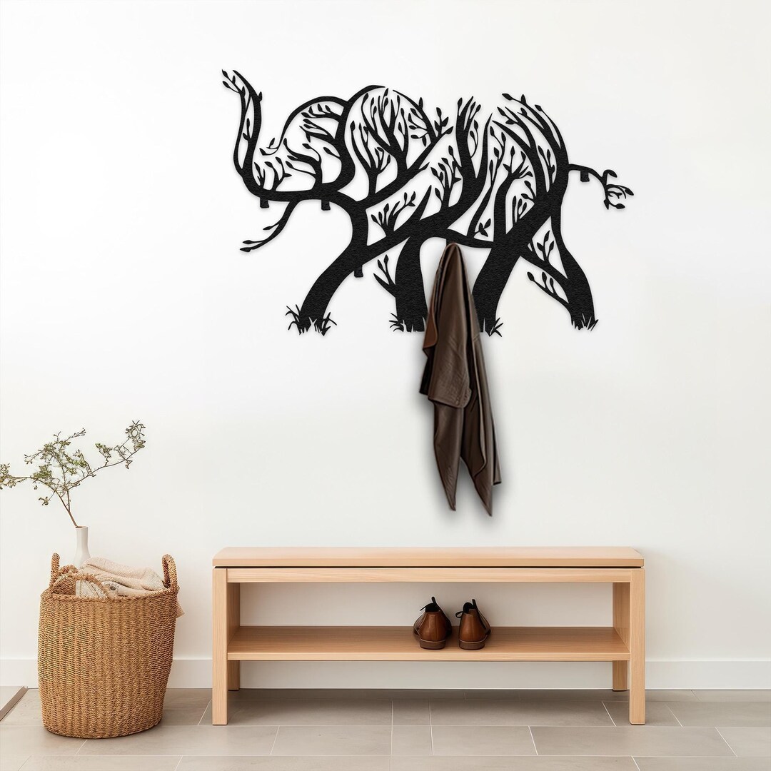Elephant Looking Ivy Metal Coat Rack,metal Wall Coat Rack,wall Mounted ...