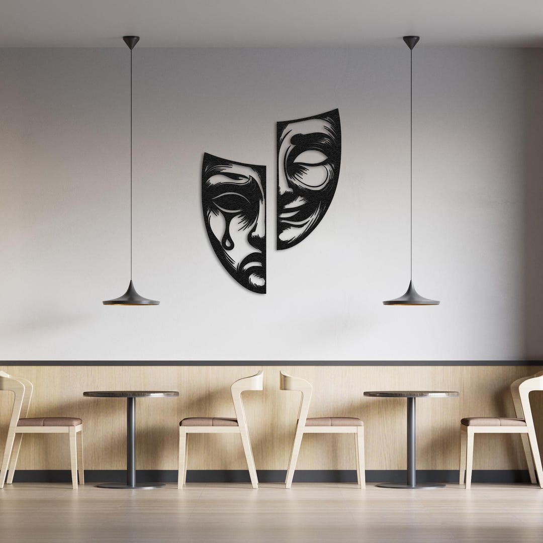 Comedy and Tragedy Theater Mask Metal Wall Art, Theater Gifts, Metal ...