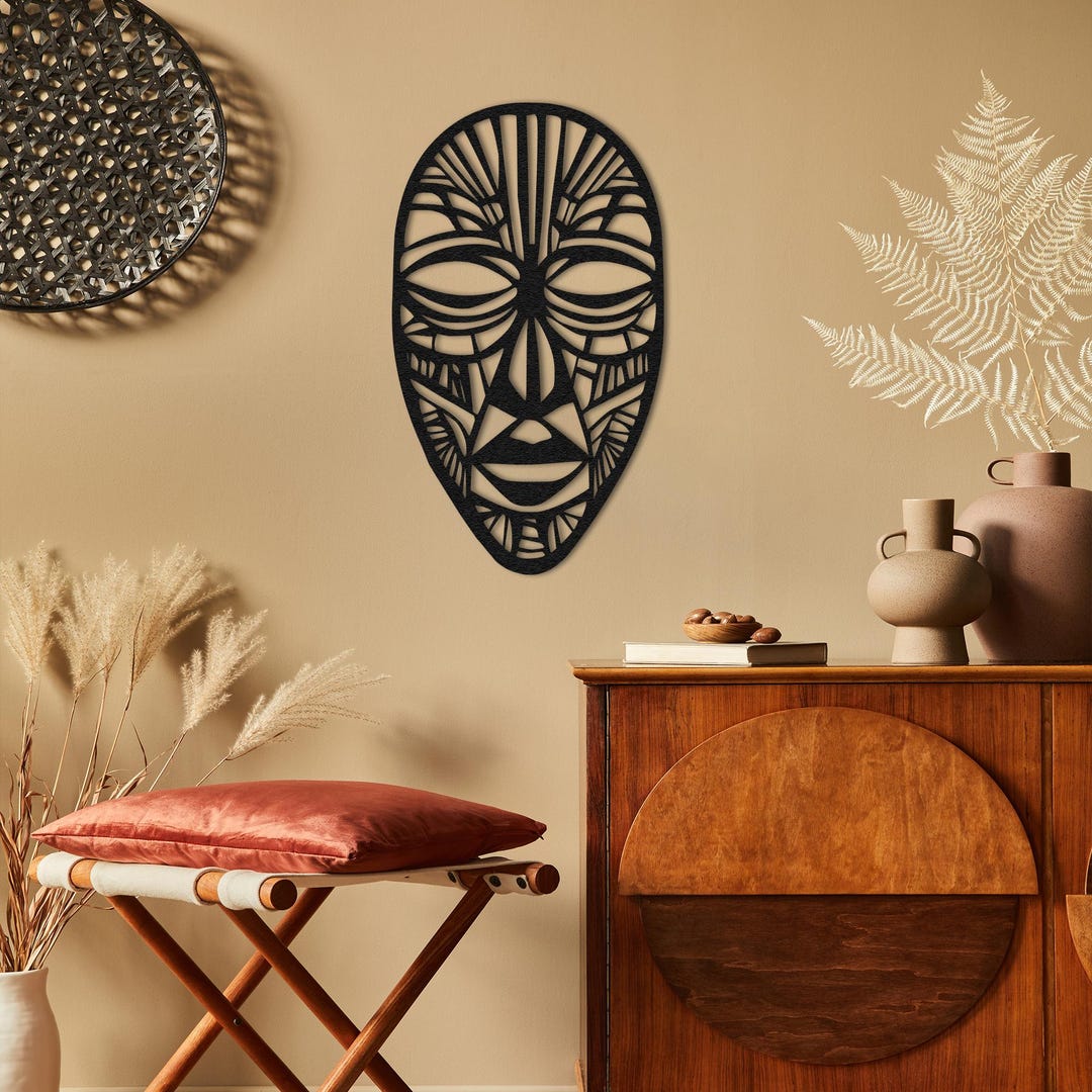 Tribal African Mask, Metal Wall Decor, African Face Mask Wall Decor ...
