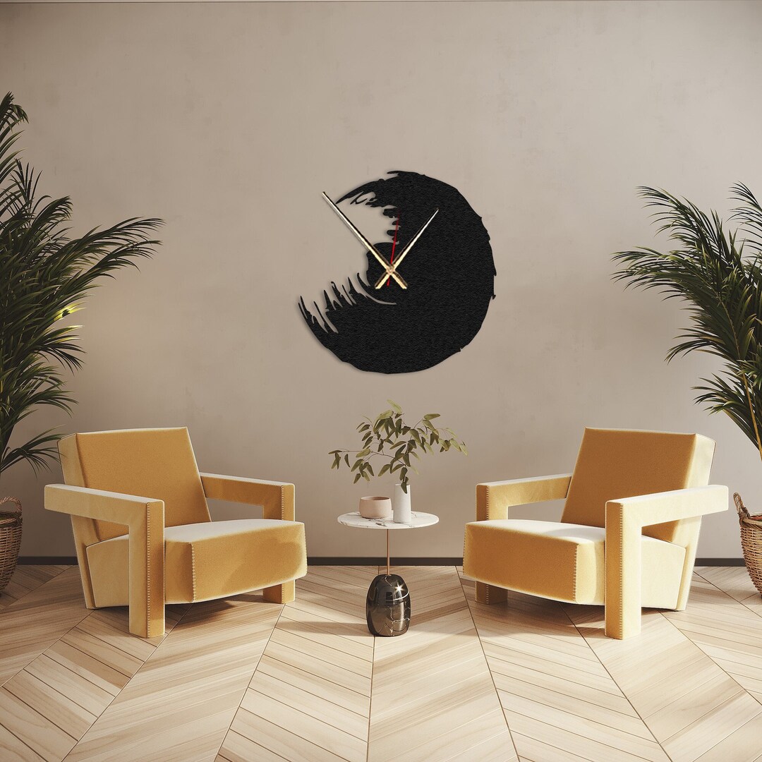 Brush Stroke Metal Wall Clock, Metal Wall Art, Large Silent Metal Wall ...