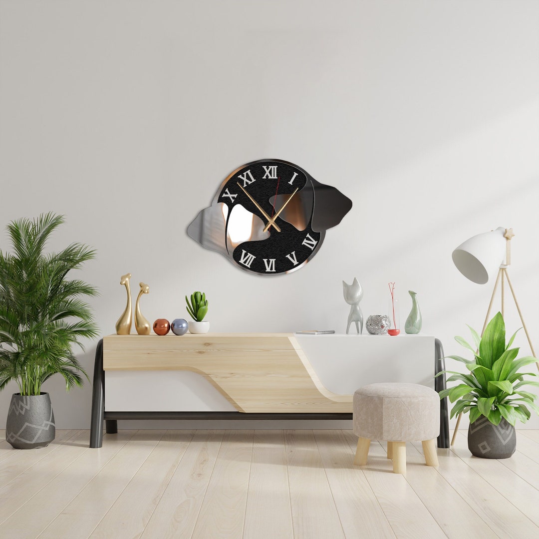 Flower Plexiglass Mirror and Metal Wall Clock, Silent Timepiece for ...