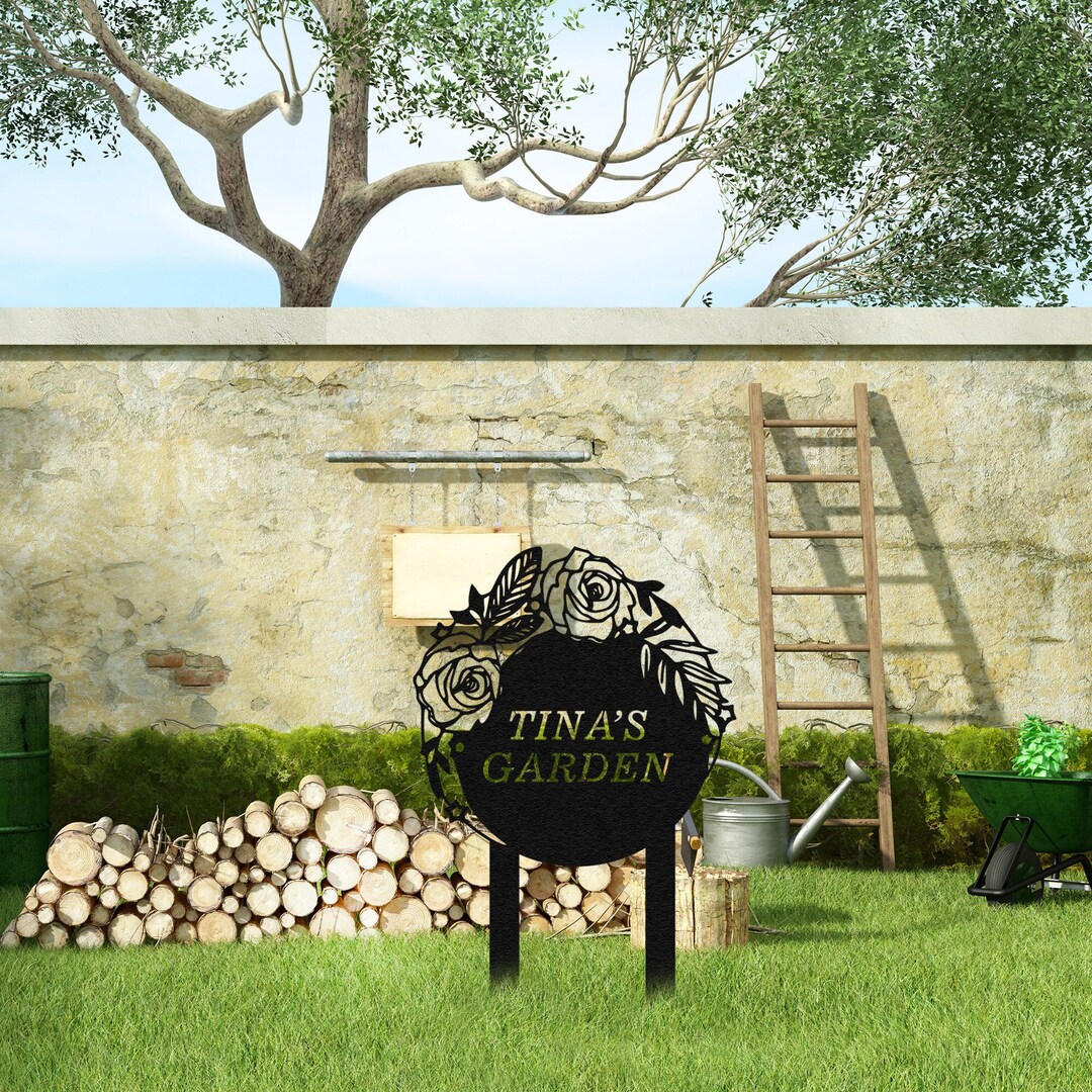 Garden Stake Custom Garden Sign, Street Sign, Metal Rose, Metal Yard ...