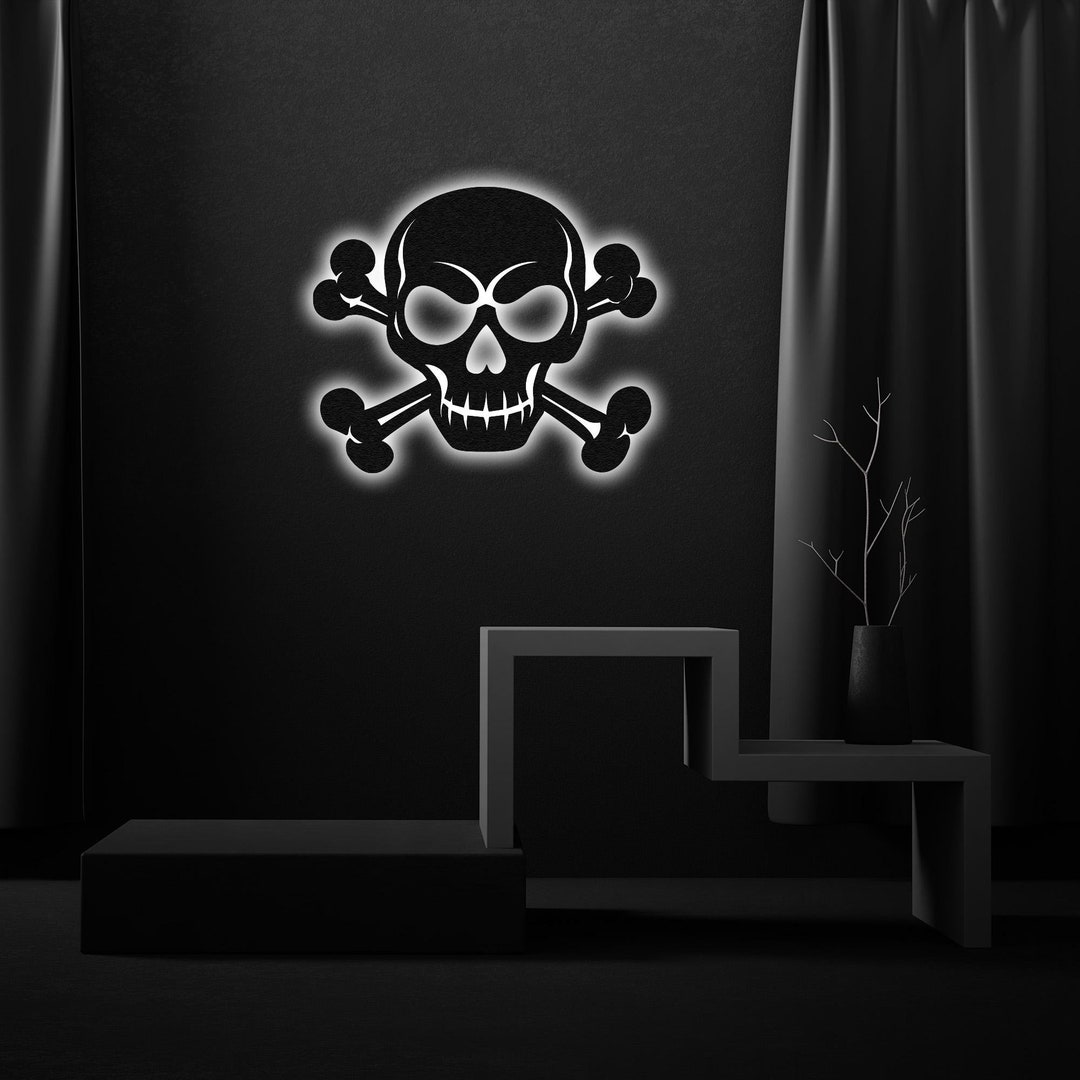 Skull Metal Wall Art With LED Light, Skull Decoration for Room, Skull ...