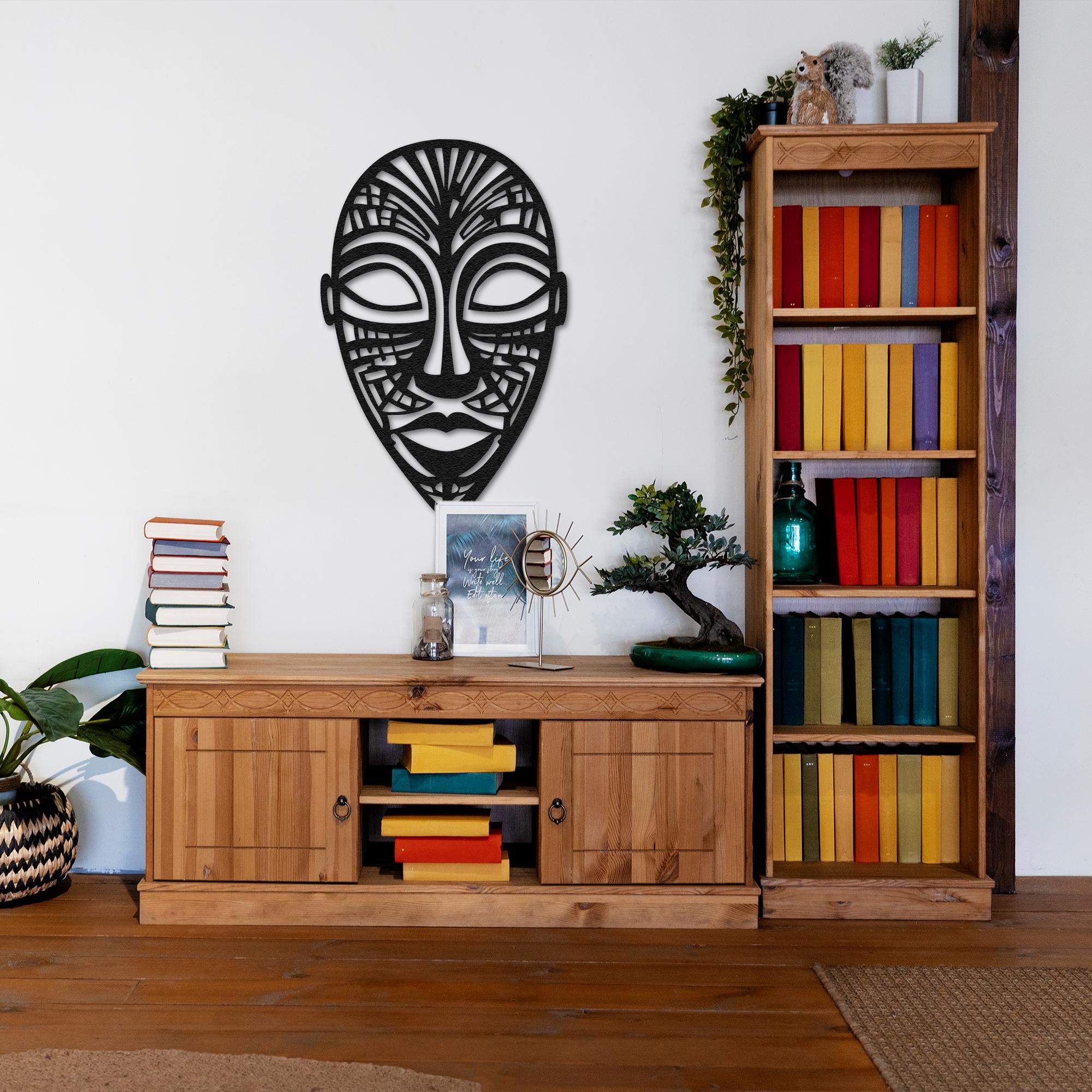 African Woman Mask Metal Wall Decor, Metal Face Mask Wall Art ...