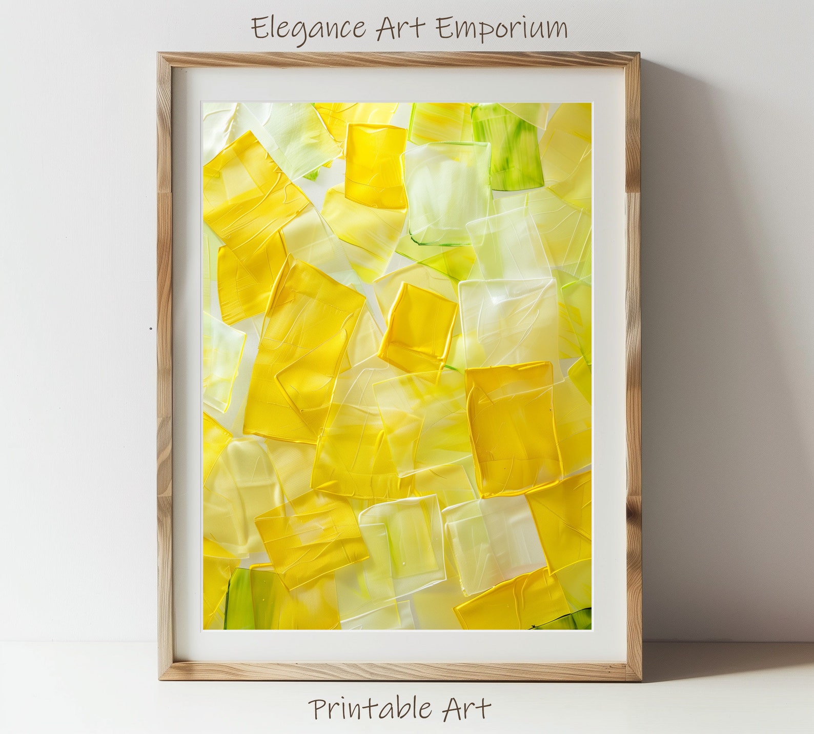 Lime Green and Lemon Yellow Abstract Painting, Squares, Impasto,thick ...