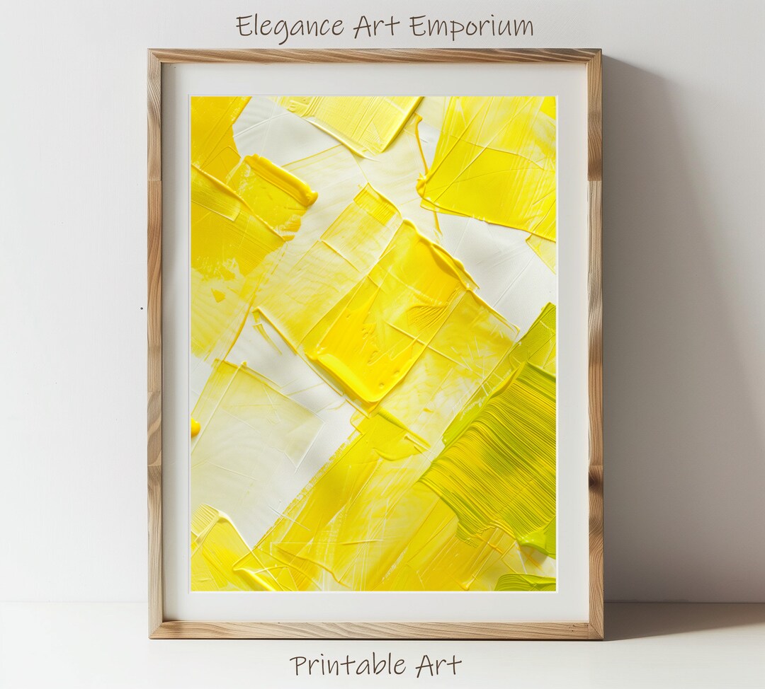Lime Green and Lemon Yellow Abstract Painting, Squares, Impasto,thick ...