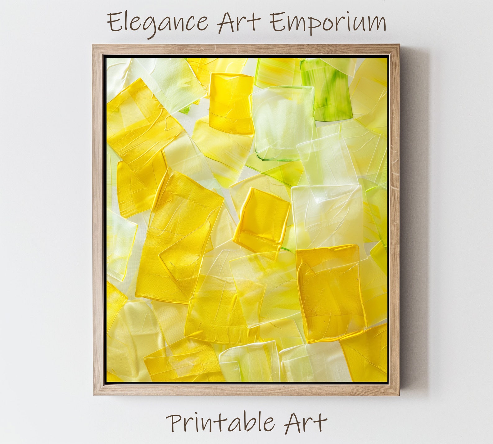 Lime Green and Lemon Yellow Abstract Painting, Squares, Impasto,thick ...