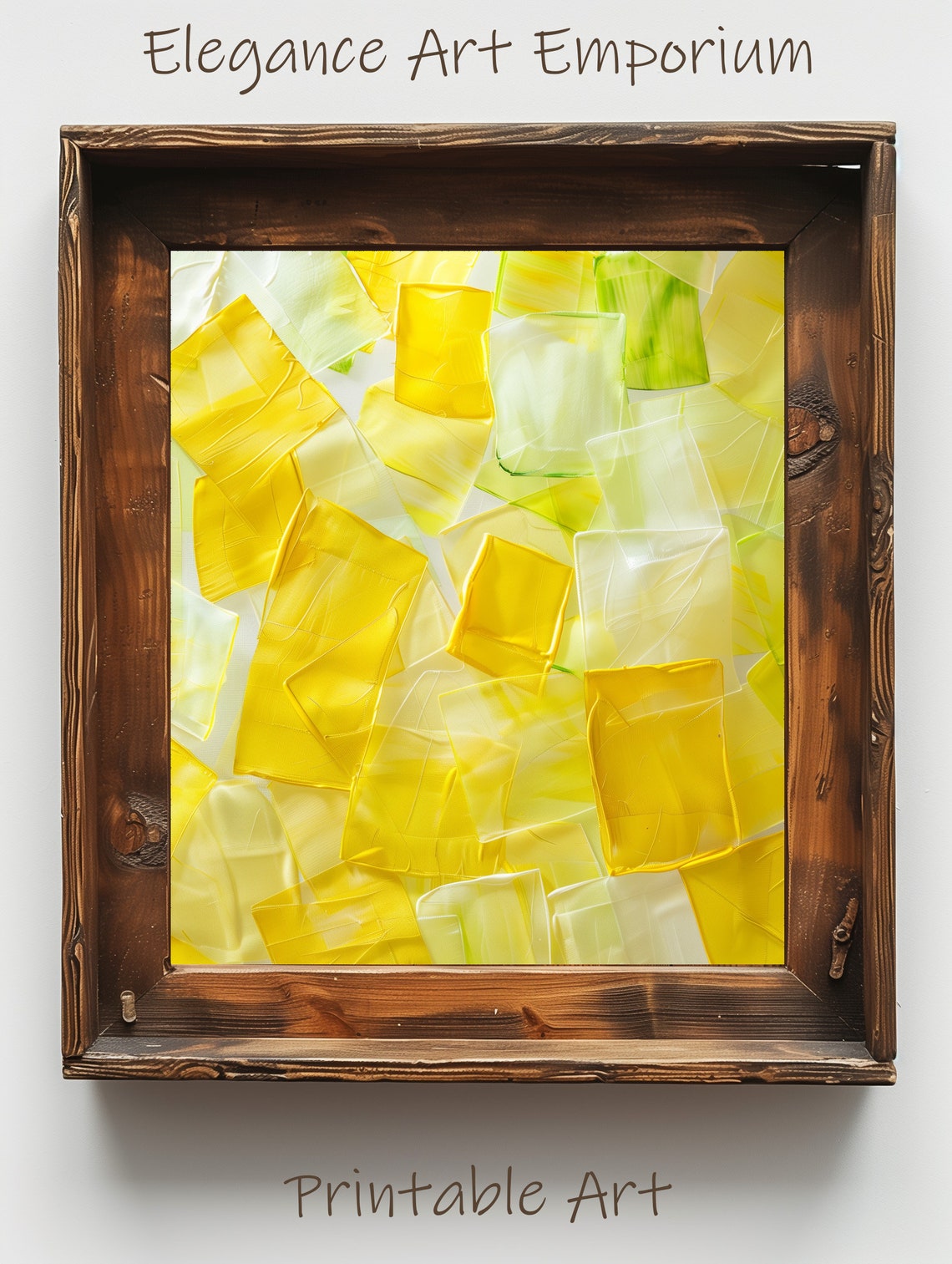 Lime Green and Lemon Yellow Abstract Painting, Squares, Impasto,thick ...