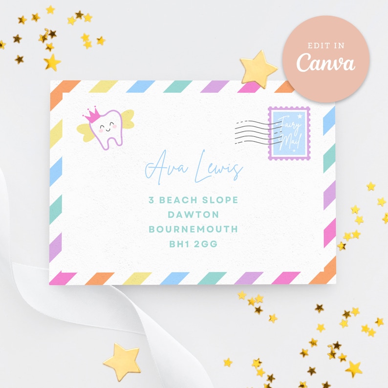 Mini Tooth Fairy Letter Set Template With Envelope, Receipt and ...