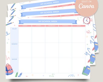 School Week Club Packing List 1 2 3 Children Planner Template Simple A4 ...