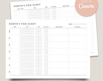 BUNDLE Kids Poo Stool Potty Reward Star Progress Chart + Diary Record ...