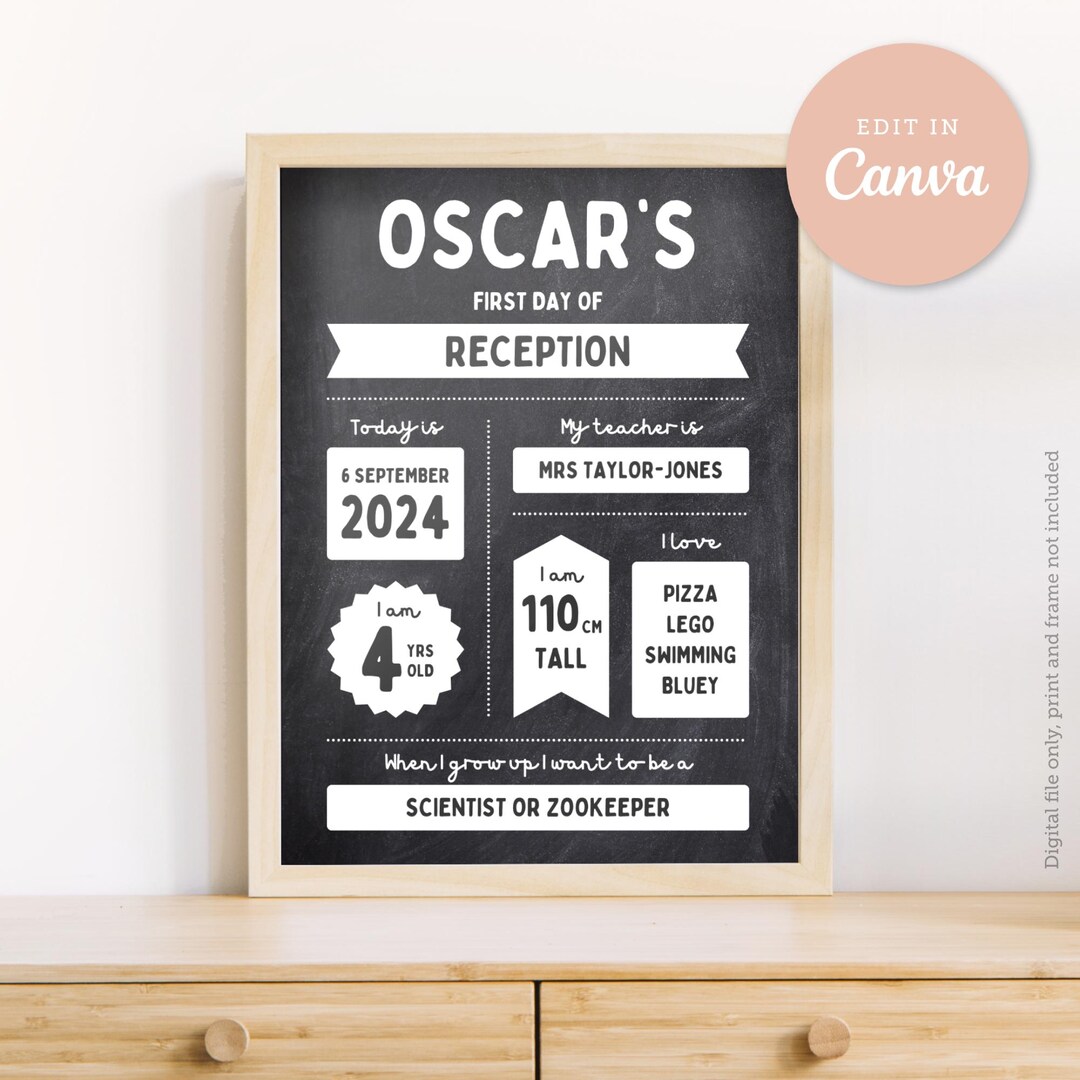 First Day of School Chalkboard Blackboard Sign Banner Template ...