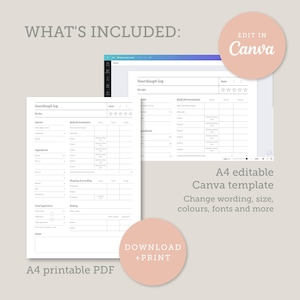 Sourdough Bread Log Planner Schedule Journal Record Guide Template A4 ...