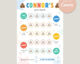 BUNDLE Kids Poo Stool Potty Reward Star Progress Chart + Diary Record ...