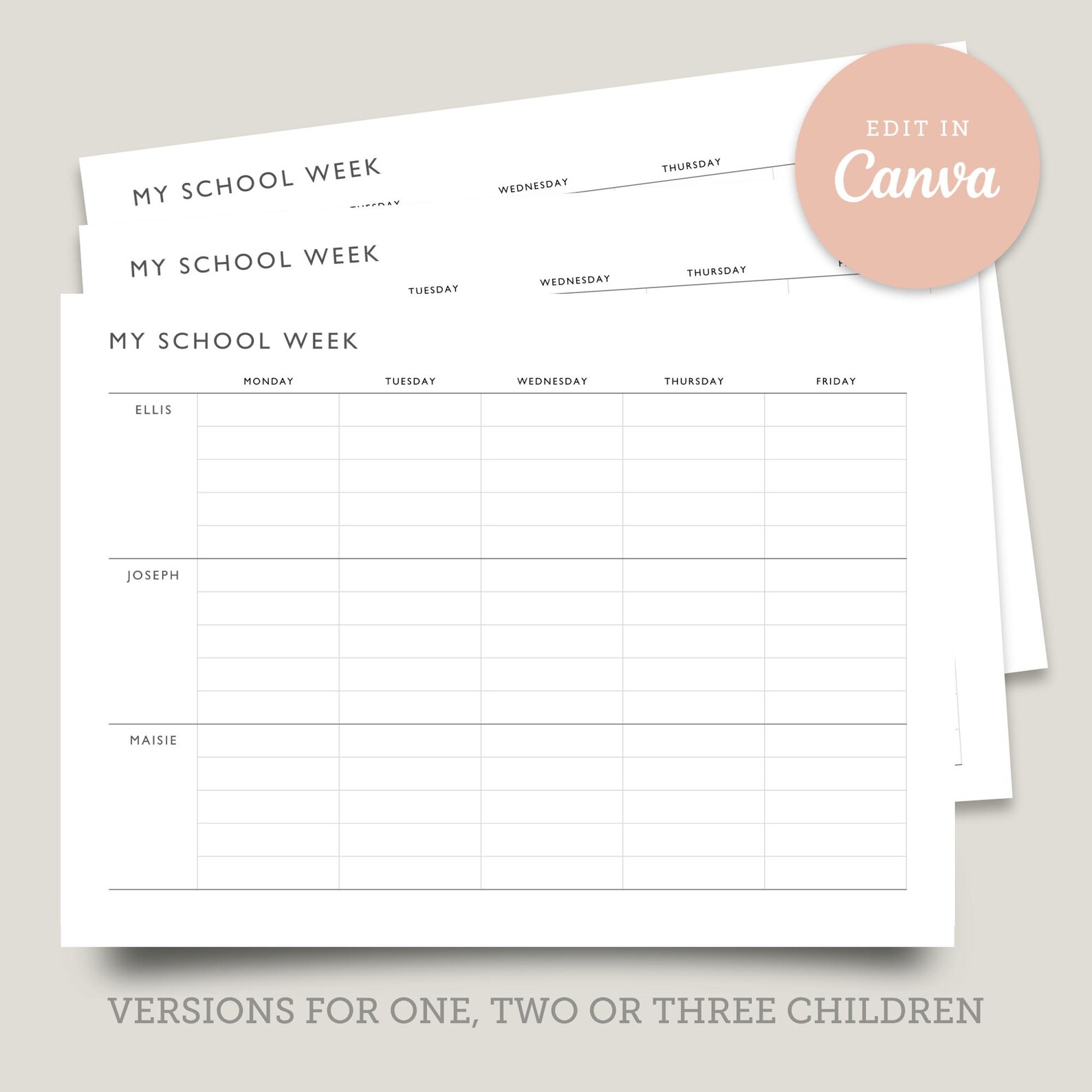 School Week Club Packing List 1 2 3 Children Planner Template Simple A4 ...