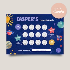 Space Reward Star Progress Chart Kids Bedtime Sleep Night Chore ...
