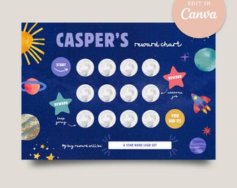 Stay in Bed Reward Star Chart Kids Bedtime Sleep Night Bright Printable ...