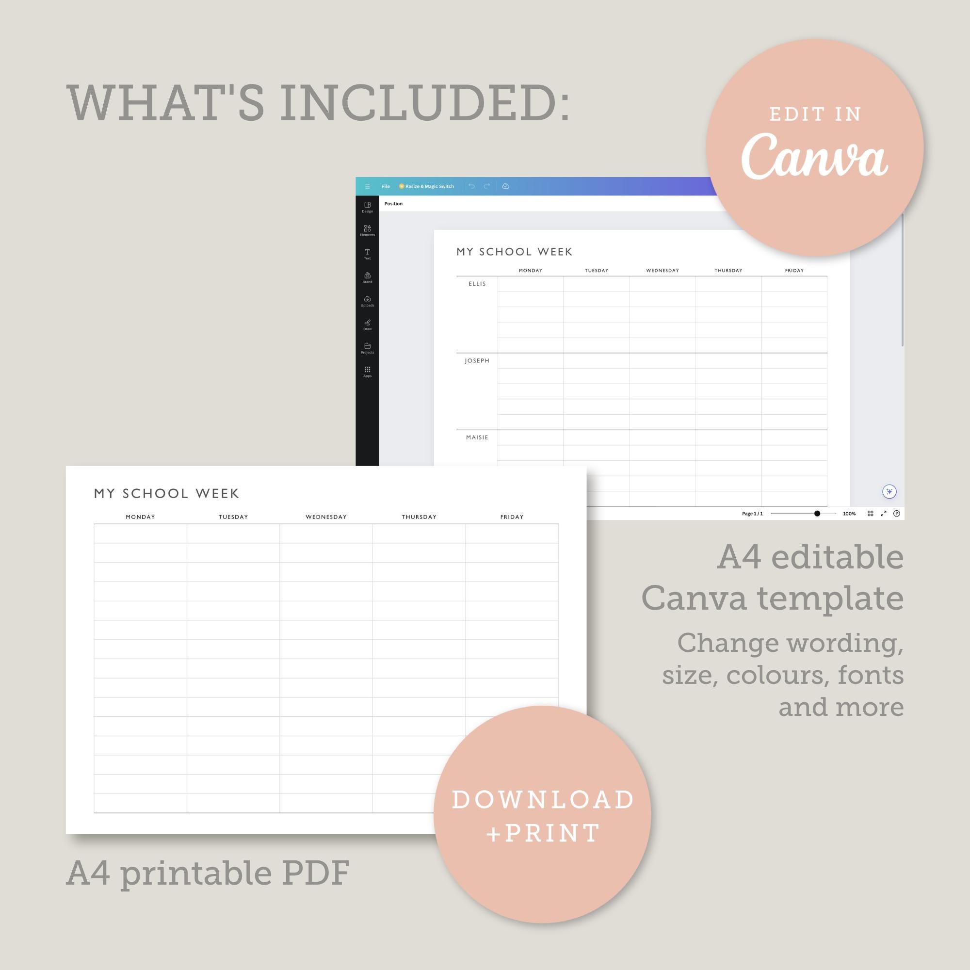 School Week Club Packing List 1 2 3 Children Planner Template Simple A4 ...