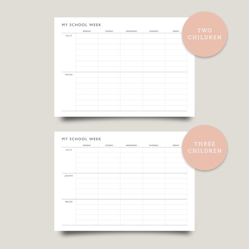 School Week Club Packing List 1 2 3 Children Planner Template Simple A4 ...