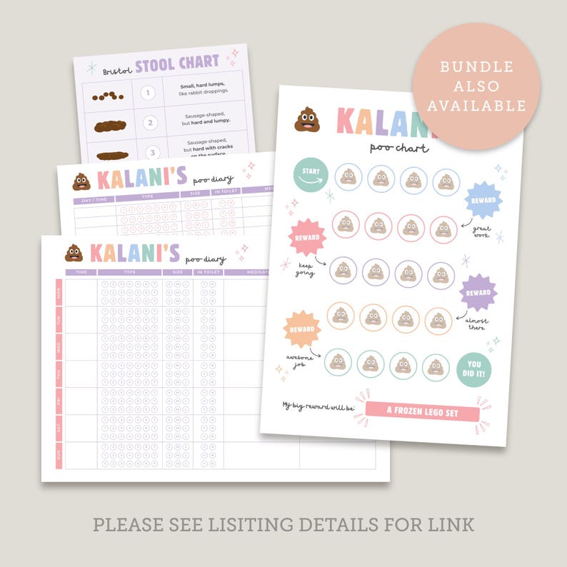 Kids Poo Stool Potty Reward Star Progress Chart Printable Editable A4 ...