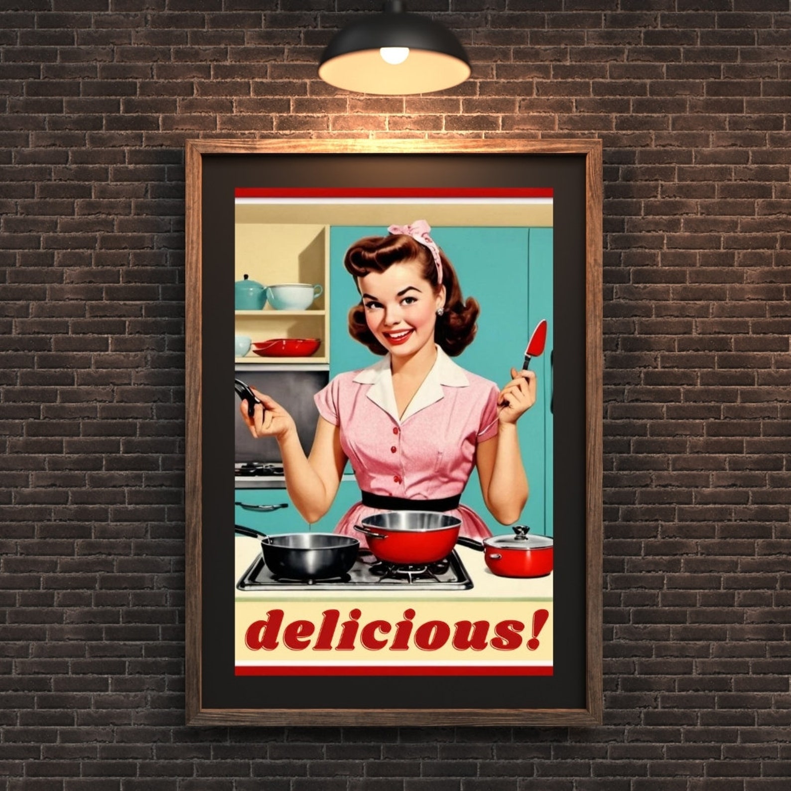 Retro Kitchen Print Delicious Poster Retro Cooking Print Kitchen Wall ...