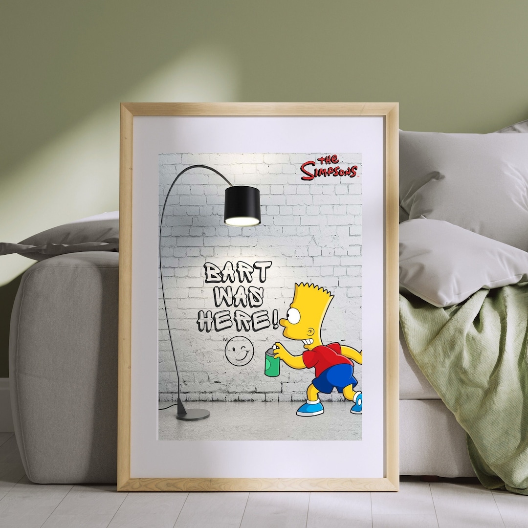Fun and Iconic Bart Was Here Simpsons Wall Art Printable - Bart Simpson ...