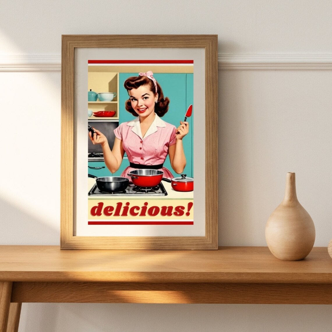 Retro Kitchen Print Delicious Poster Retro Cooking Print Kitchen Wall ...