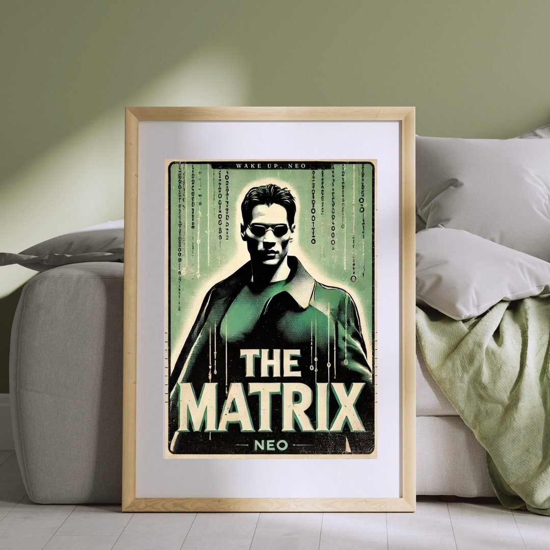 Matrix-inspired Wall Art Retro Neo Poster 'wake up Neo' Digital Print ...