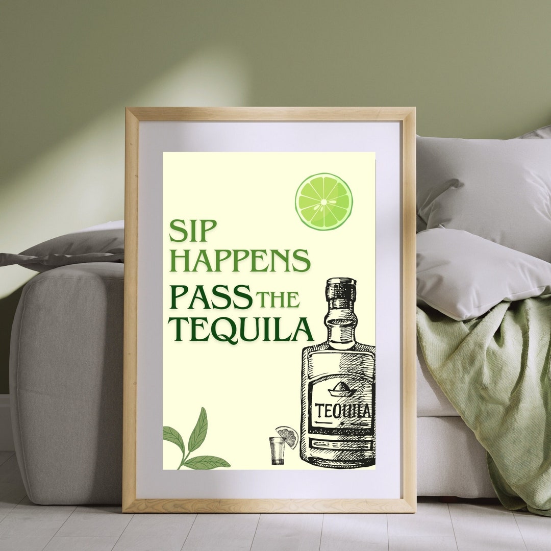 Tequila Wall Art, Bar Poster, Funny Bar Cart Decor, Printable Alcohol ...