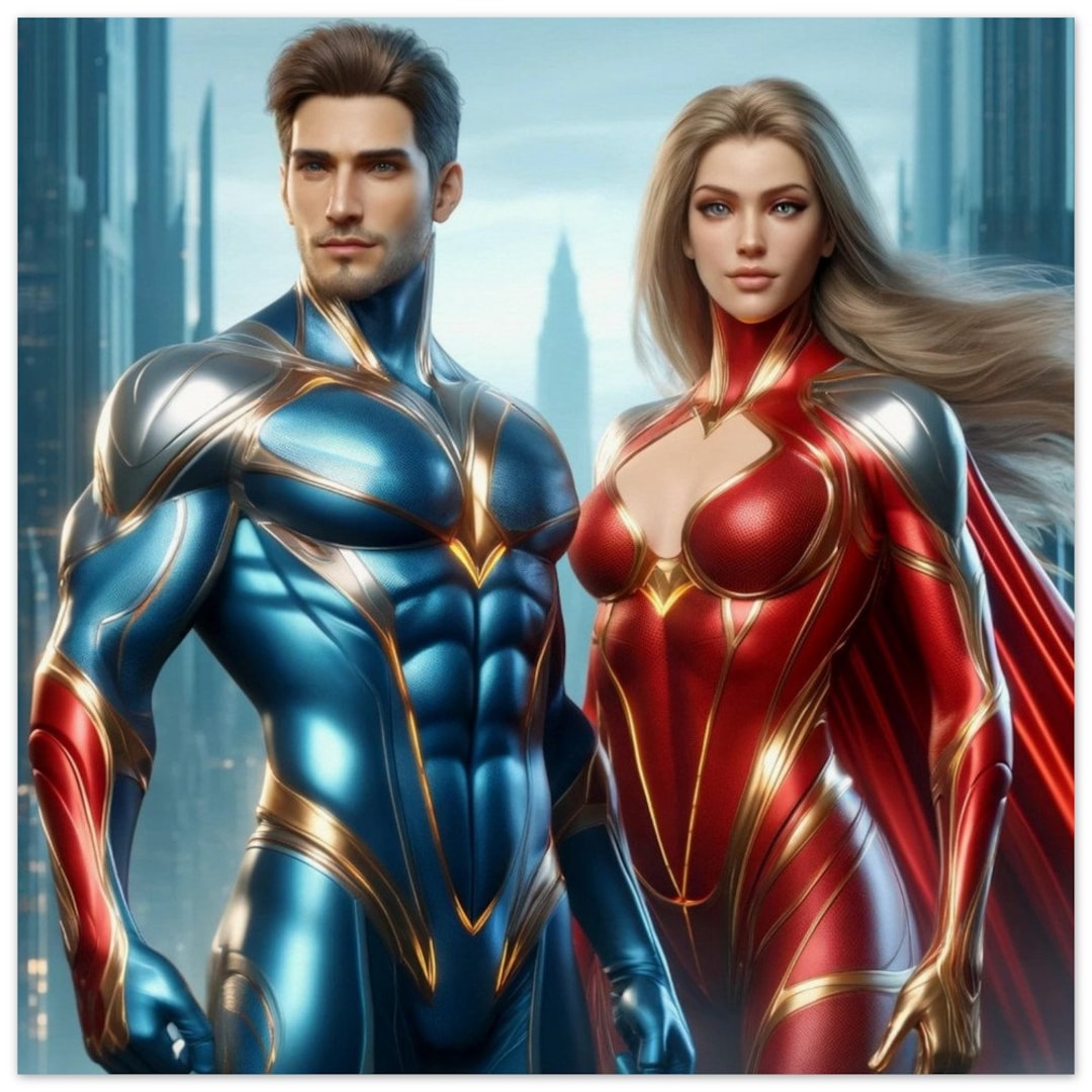 3D Image of a Superhero Duo Museum-quality Matte Paper Poster - Etsy