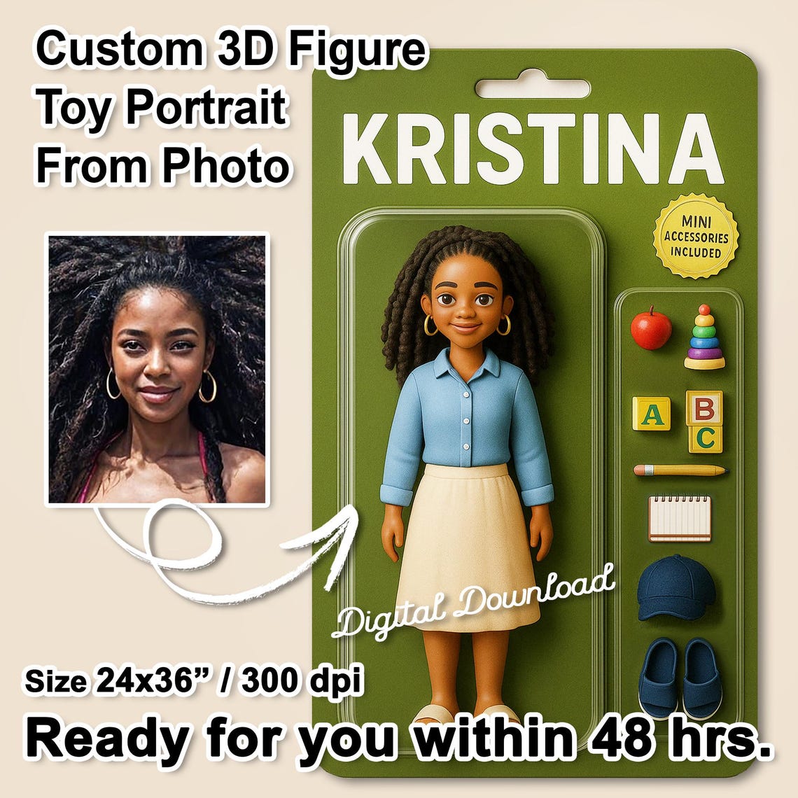 Custom 3D Toy Figure, Personalized Action Figure Portrait for Gift ...
