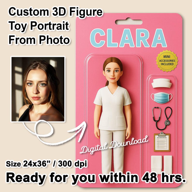 Custom 3D Toy Figure, Personalized Action Figure Portrait for Gift ...