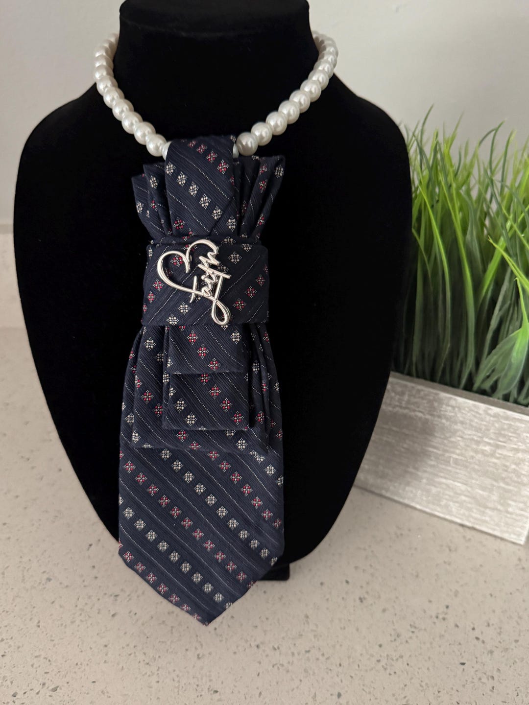 Womens Ties, Unique Brooch Necktie, Stylish Neckwear, Upcycled Tie ...