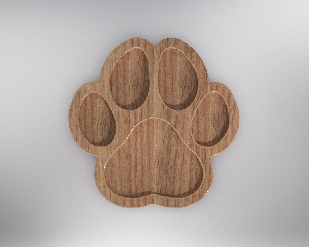 Paw Print Serving Plate 3D Model for CNC (stl, Dxf, Eps,obj,crv) - Etsy