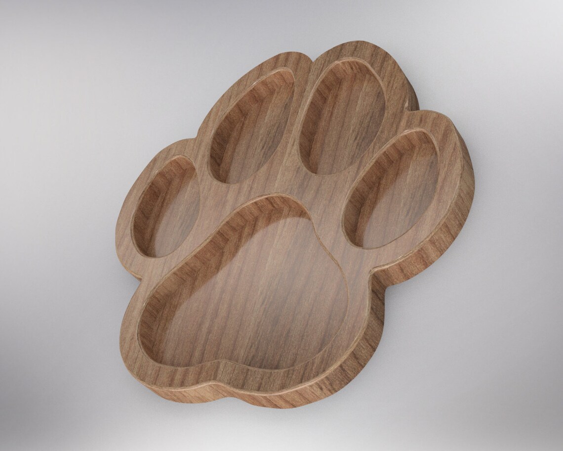 Paw Print Serving Plate 3D Model for CNC (stl, Dxf, Eps,obj,crv) - Etsy