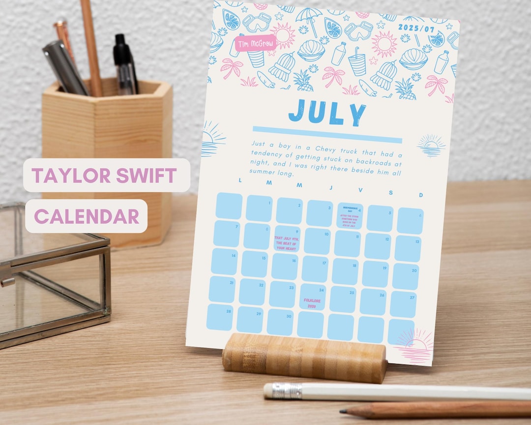 Printable Taylor Swift Calendar 2024 & 2025 Swifties Gift Swifties ...