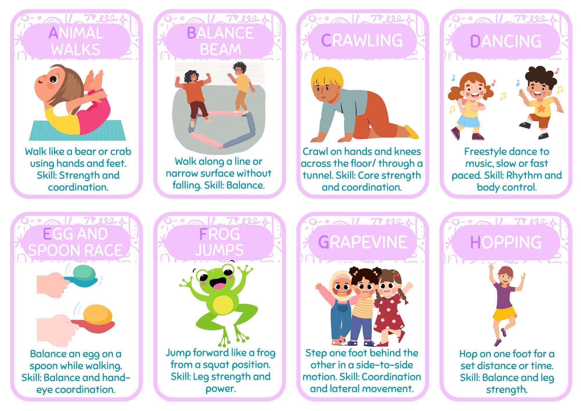 A to Z Gross Motor Skills Activity Cards – Fun Movement Exercises for ...