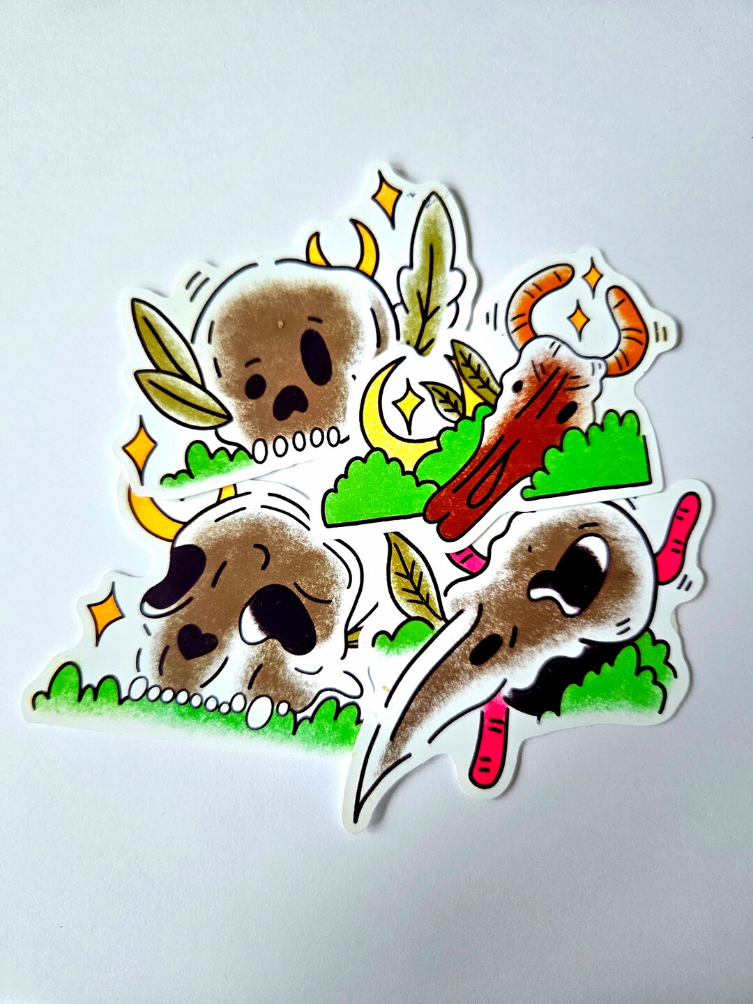 Oddities, Gothic Animal Skull Sticker Pack of 4, Oddities Sticker Pack ...