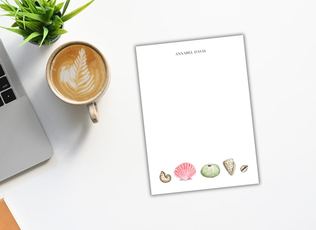 Seashells Notepad: Beachy Stationery | Friendsgiving Gift | Beach ...