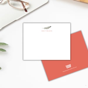 Personalized Feather Notecards: Custom Watercolor Feather Stationery ...