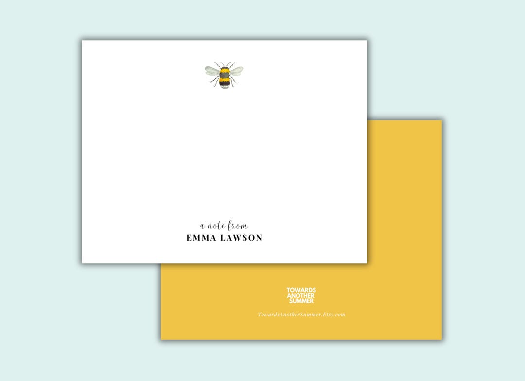 Personalized Bee Notecards: Bumblebee Stationery | Honey Bee Stationery ...