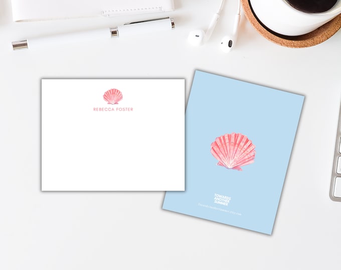 Sea Shell Personalized Note Cards, Monogrammed Nautical Notecards ...