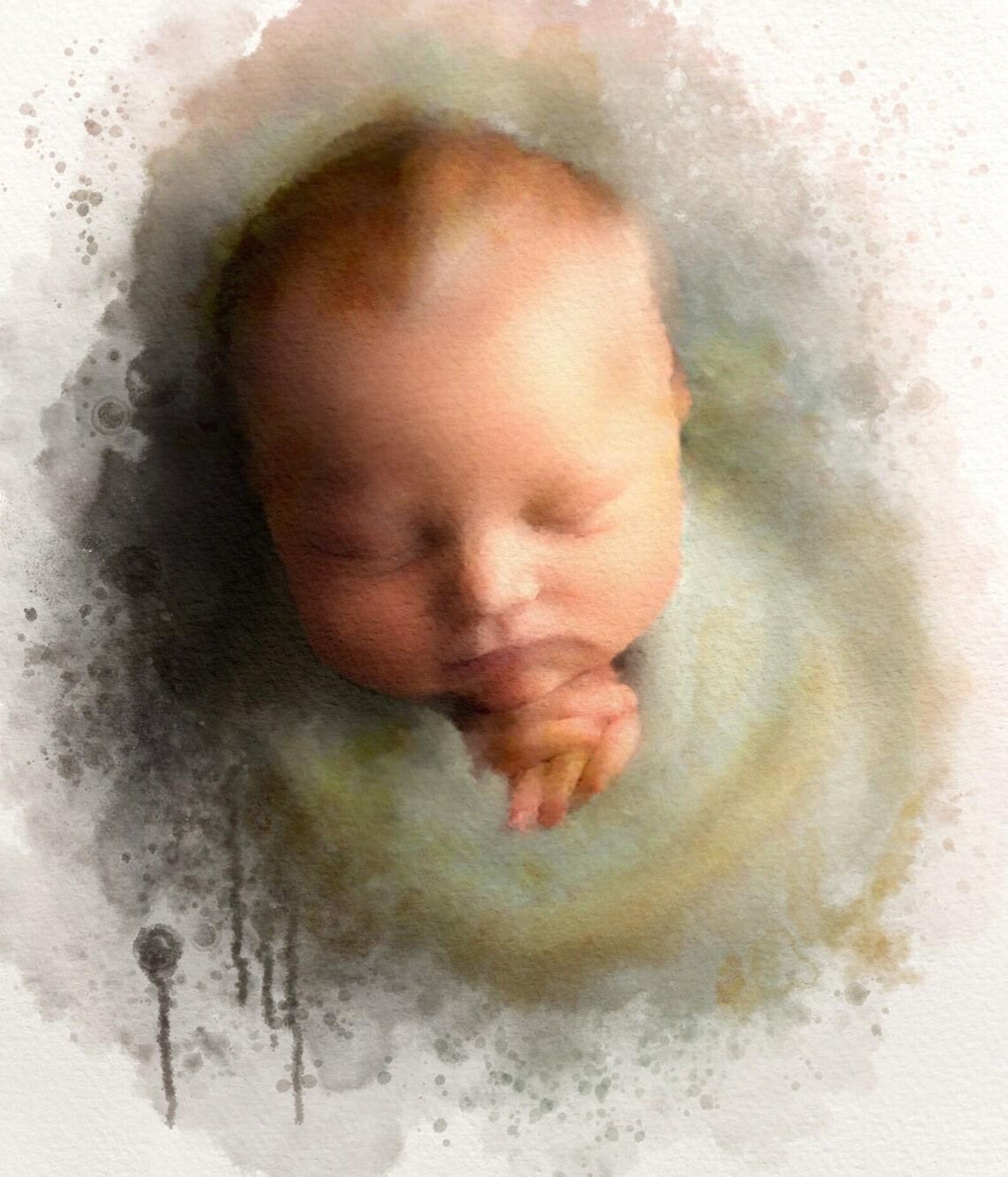 Custom Watercolor Baby Portrait – Personalized Hand-painted Baby Art ...