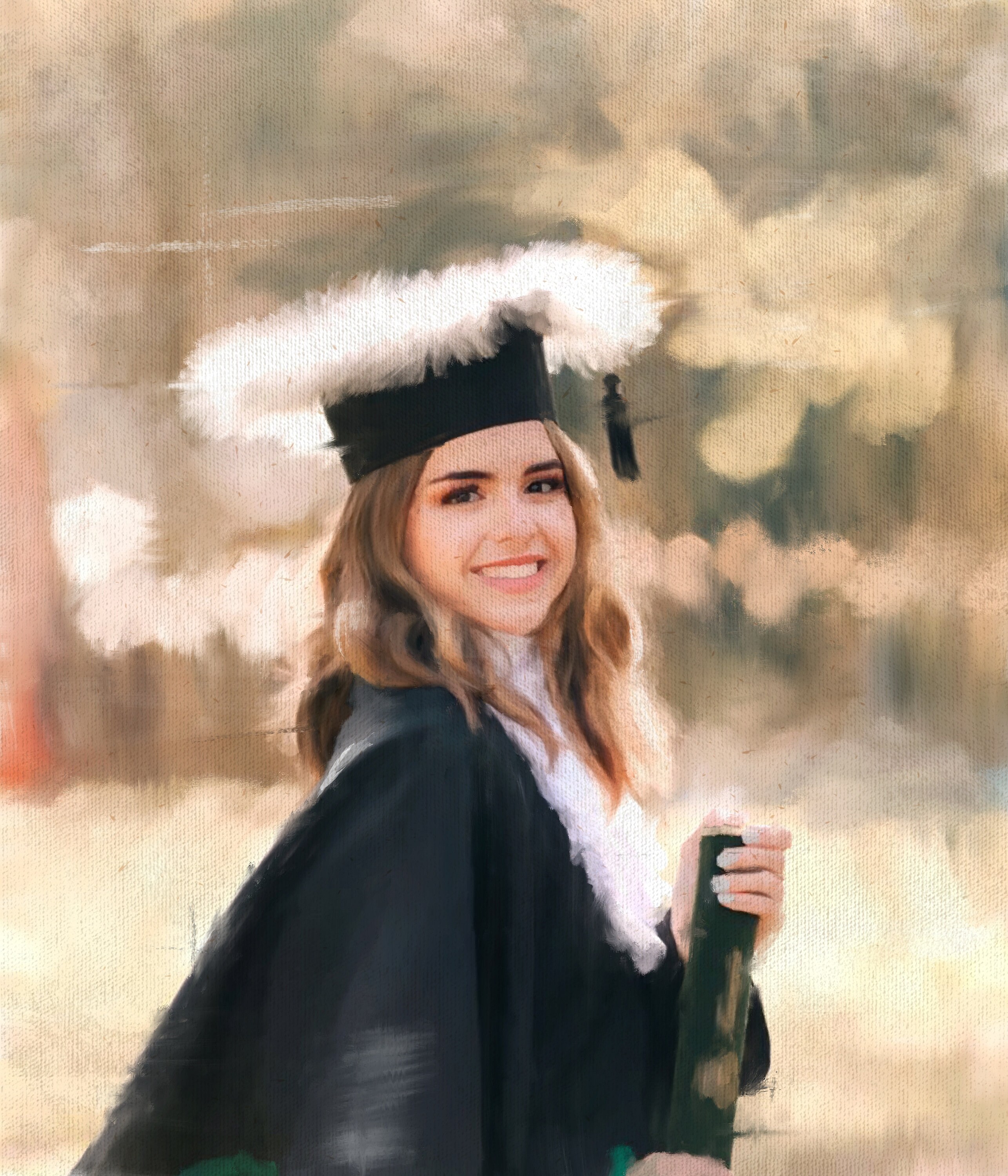 Custom Graduation Portrait, Graduation Gift , Custom Graduation Oil ...