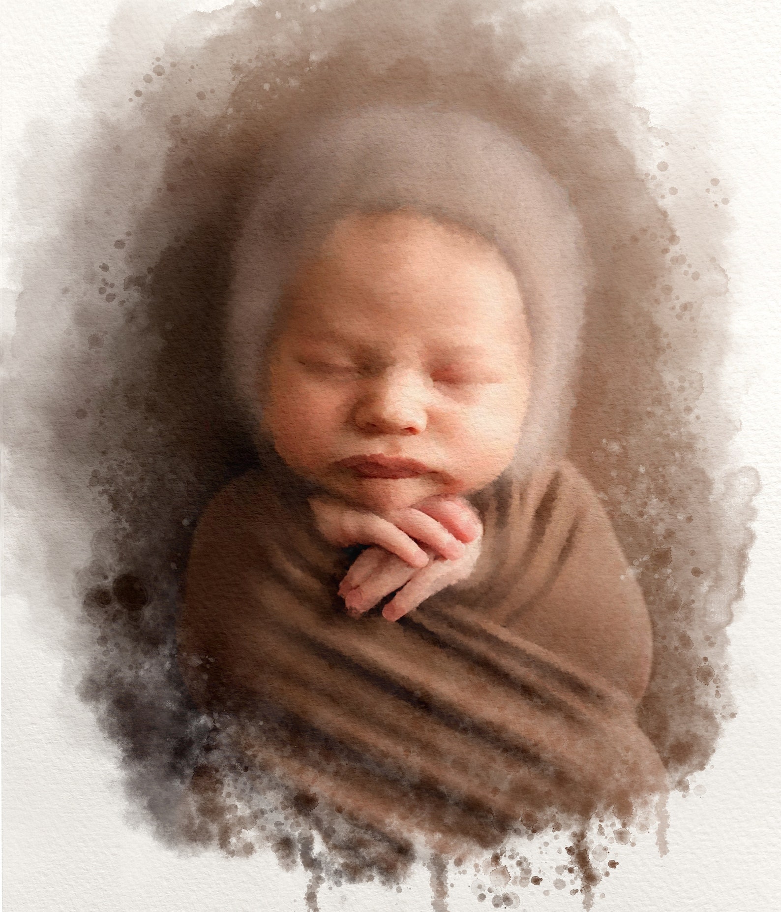 Custom Baby Portrait Watercolor Baby Portrait Digital Portrait ...
