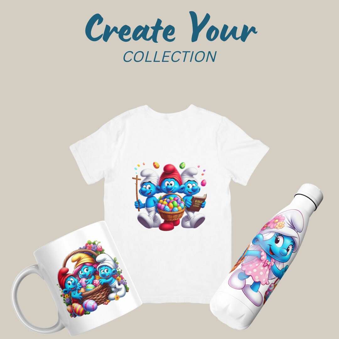 15 Smurf Easter Clipart Bundle for DIY T-shirts, Tumblers, Cups Etc ...