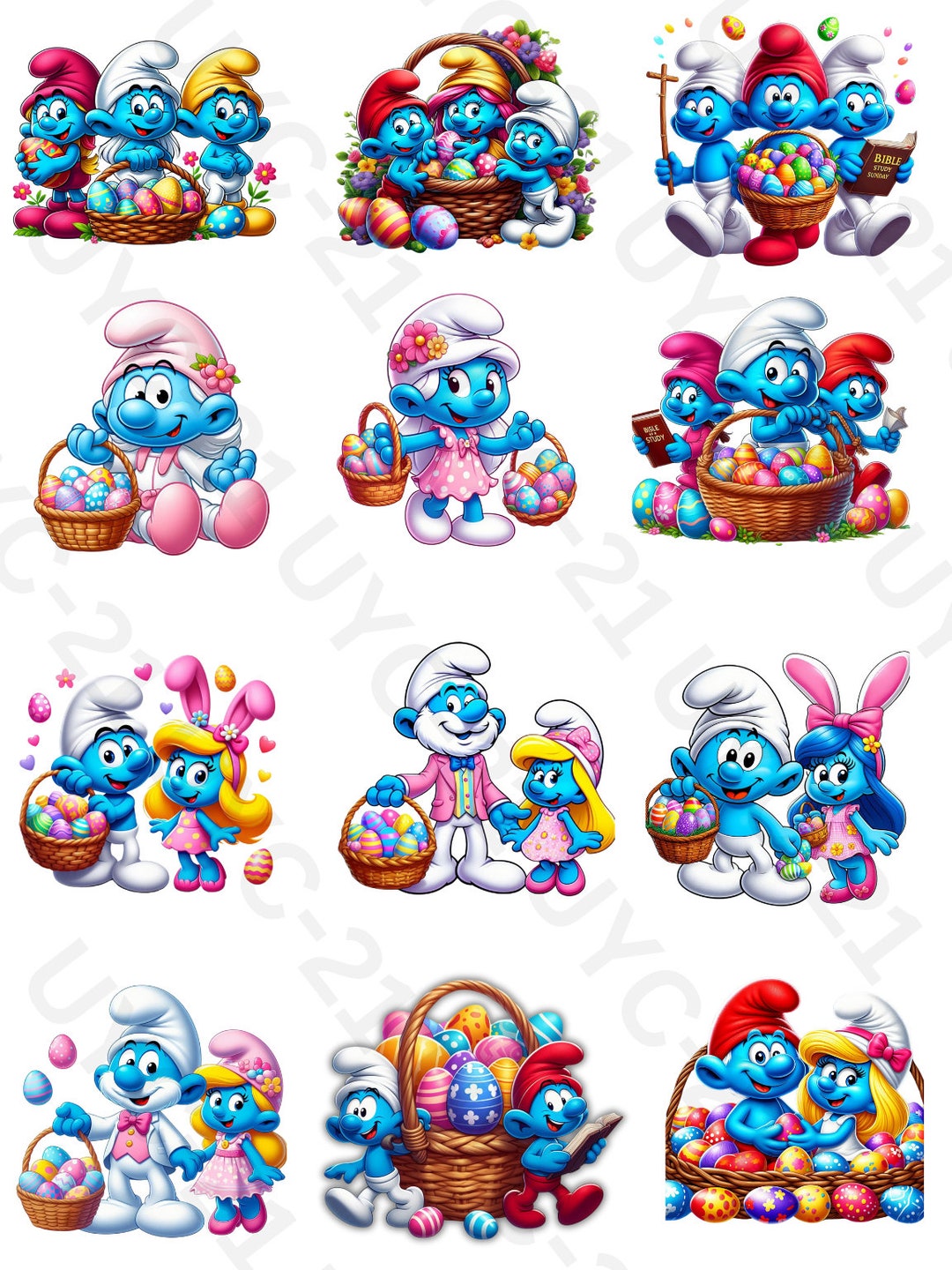 15 Smurf Easter Clipart Bundle for DIY T-shirts, Tumblers, Cups Etc ...