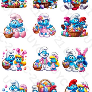 15 Smurf Easter Clipart Bundle for DIY T-shirts, Tumblers, Cups Etc ...
